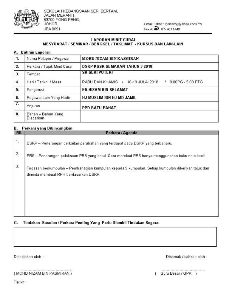 Minit Curai - KSSR BM 2018 | PDF