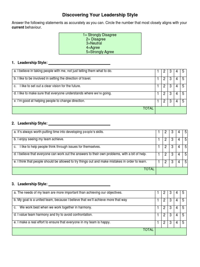 Leadership Questionnaire 1 | Download Free PDF | Leadership | Psychology