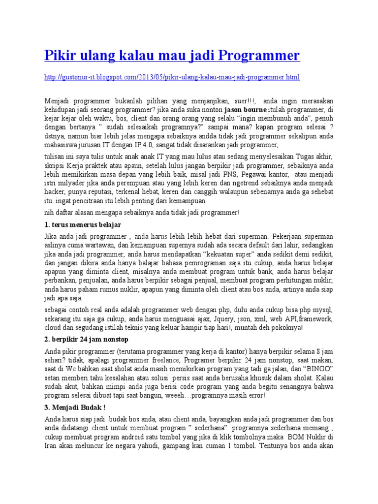 Pikir Pikir Jadi Programmer | PDF