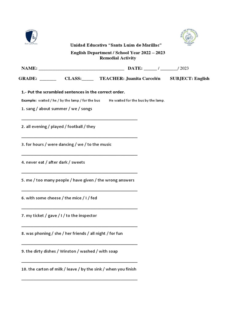 Remedial English Homework Activities | PDF | Linguistics | Grammar