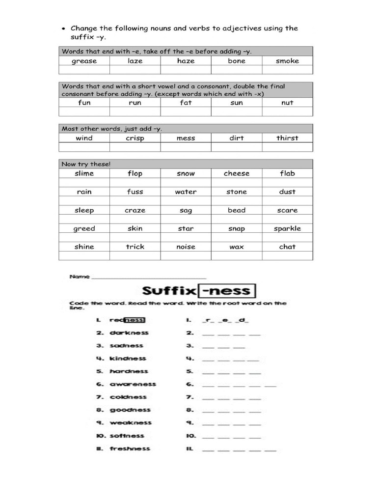 Suffixes 6th | PDF