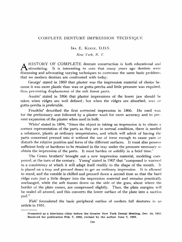 Complete Denture Impression Technique | PDF | Dentures | Human Anatomy