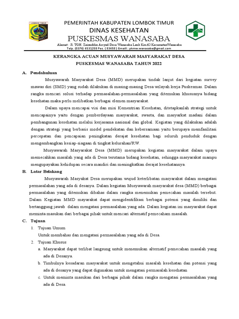 KAK MMD Tahun 2022 | PDF