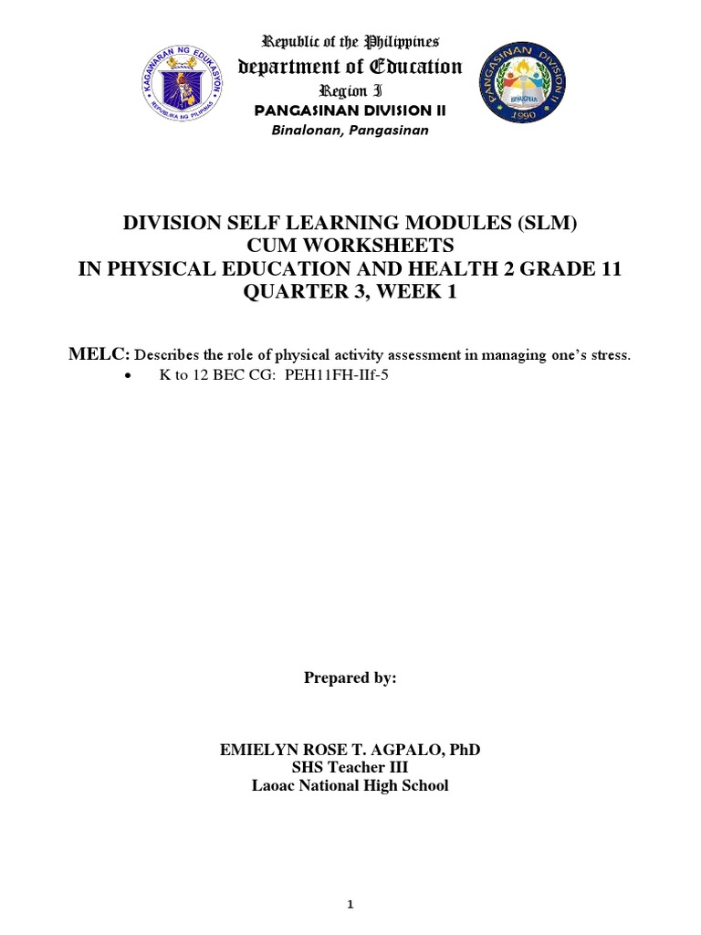 Division Self Learning Modules Peh 2 Melc 1 | PDF | Relaxation ...