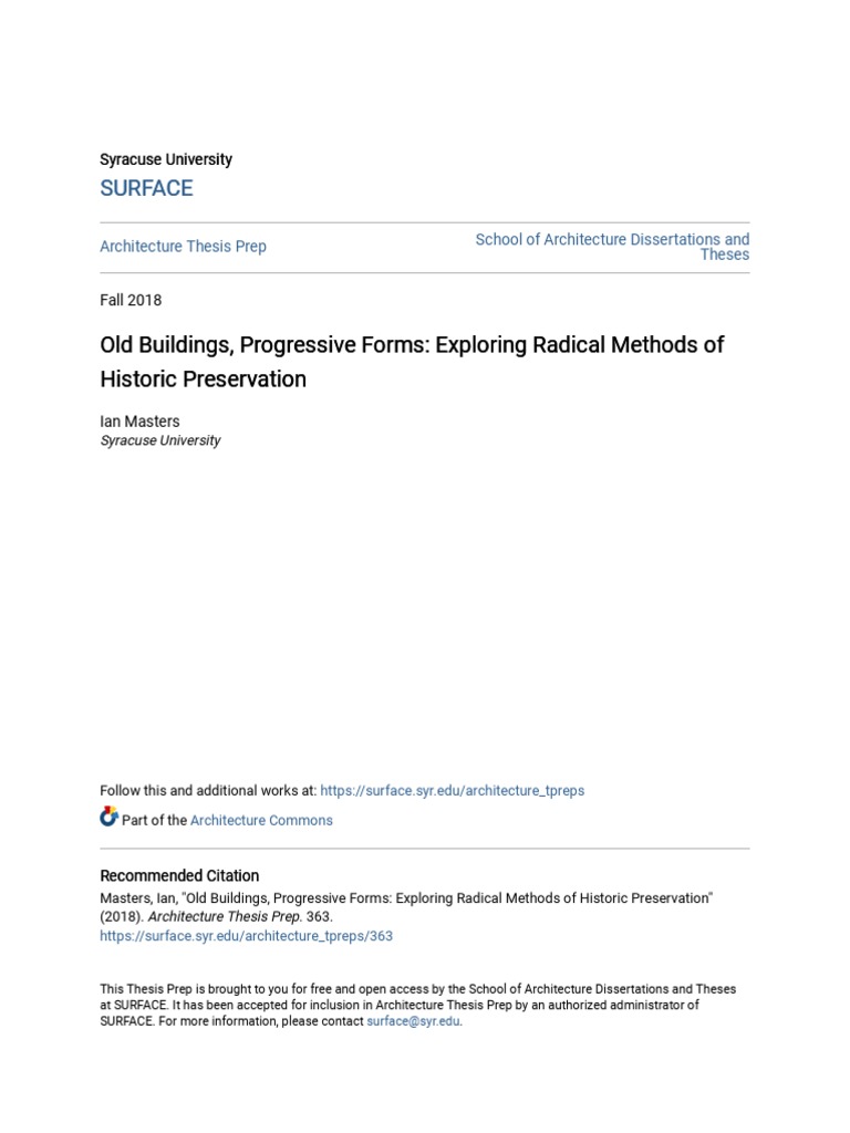 Old Buildings Progressive Forms - Exploring Radical Methods of Hi | PDF ...