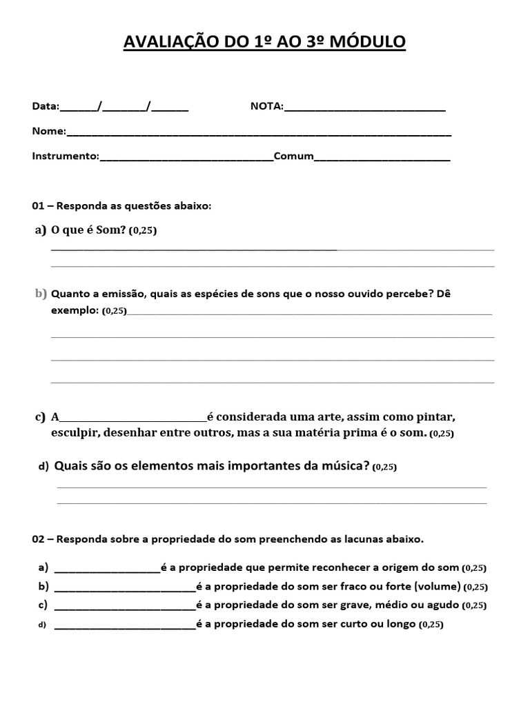 Prova Do Mts Modulo 1 2 e 3 | PDF | Som | Poética
