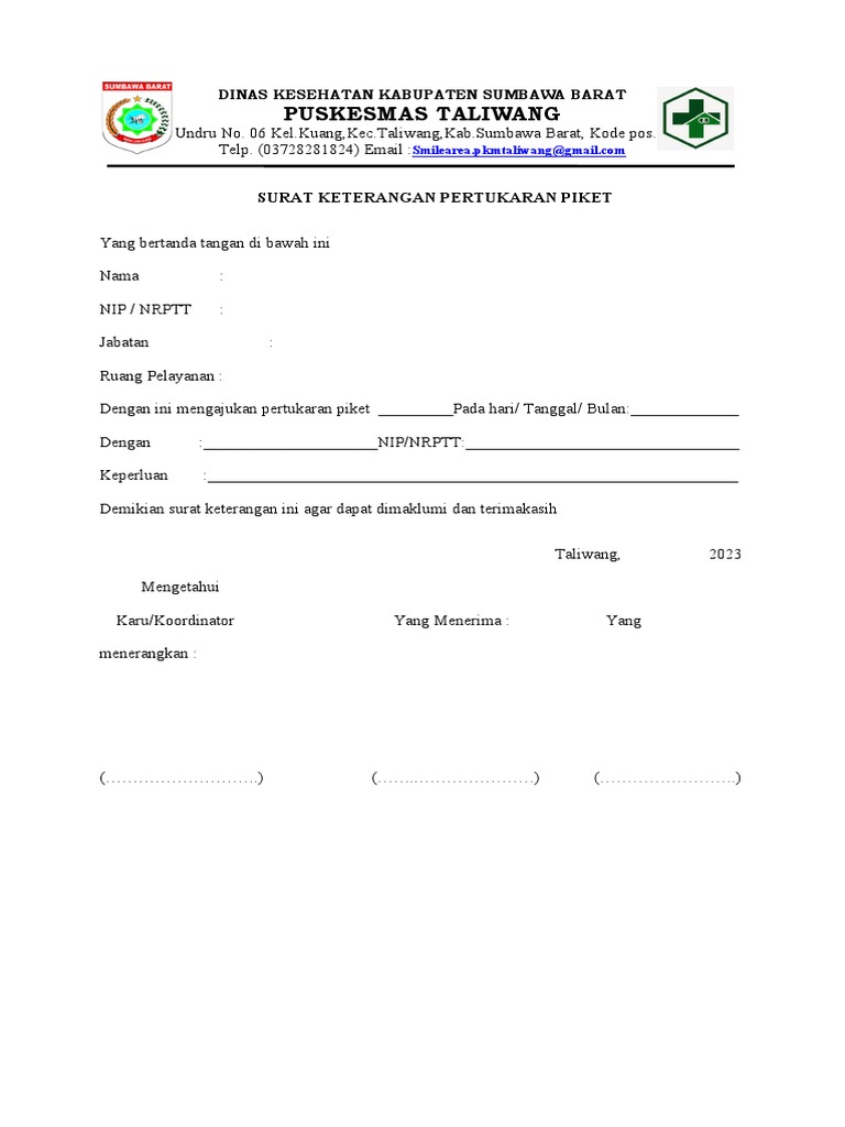 Form Pertukaran Piket | PDF