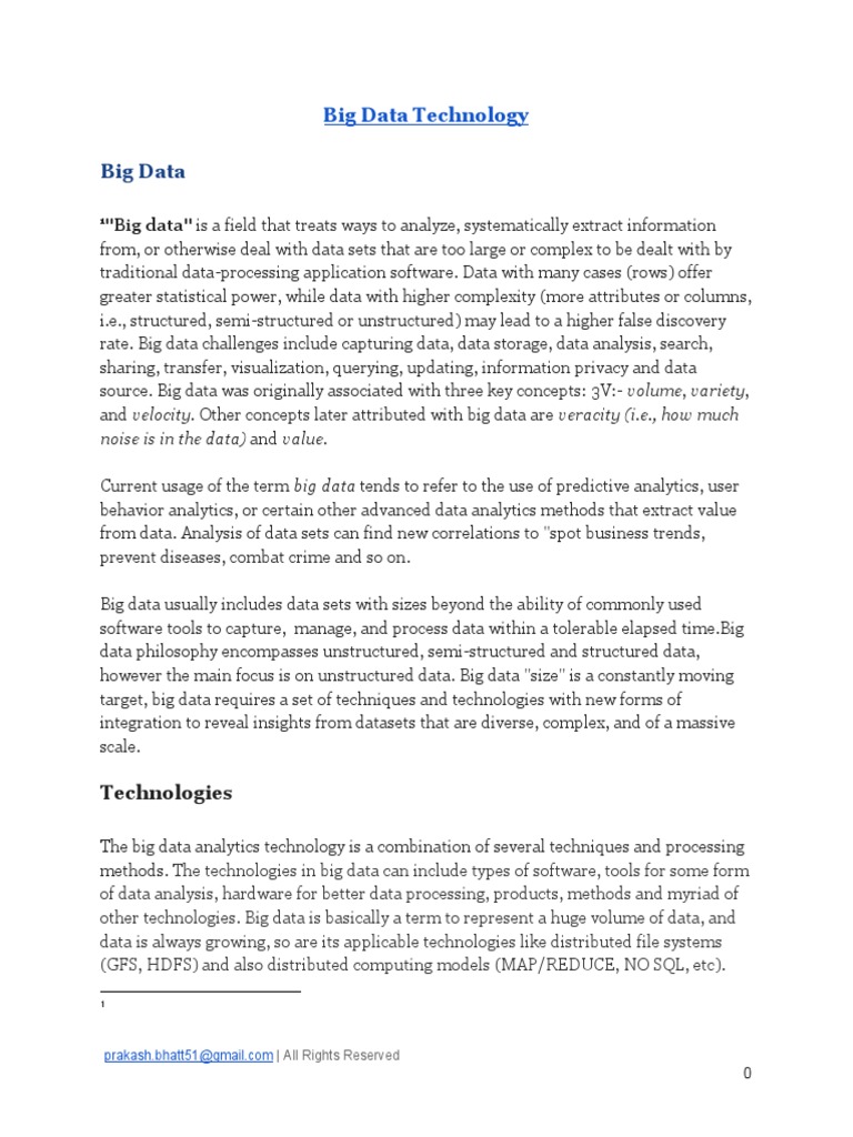 Book Big Data Technology | PDF | Apache Hadoop | Big Data