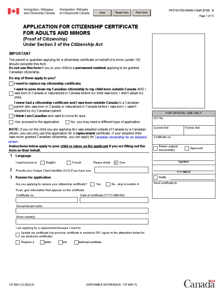 Canadian Citizenship Certificate Application | PDF | Birth Certificate ...