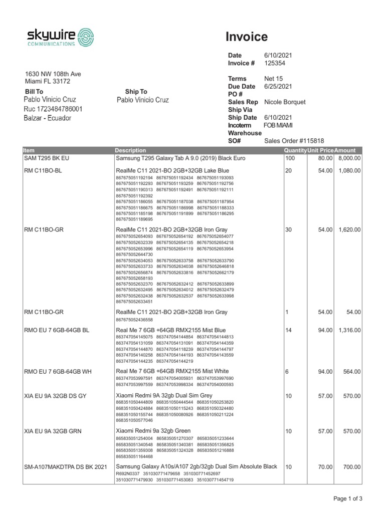 2021 Ta 15461 Factura - Comercial - 125354 | PDF | Tablet Computer ...