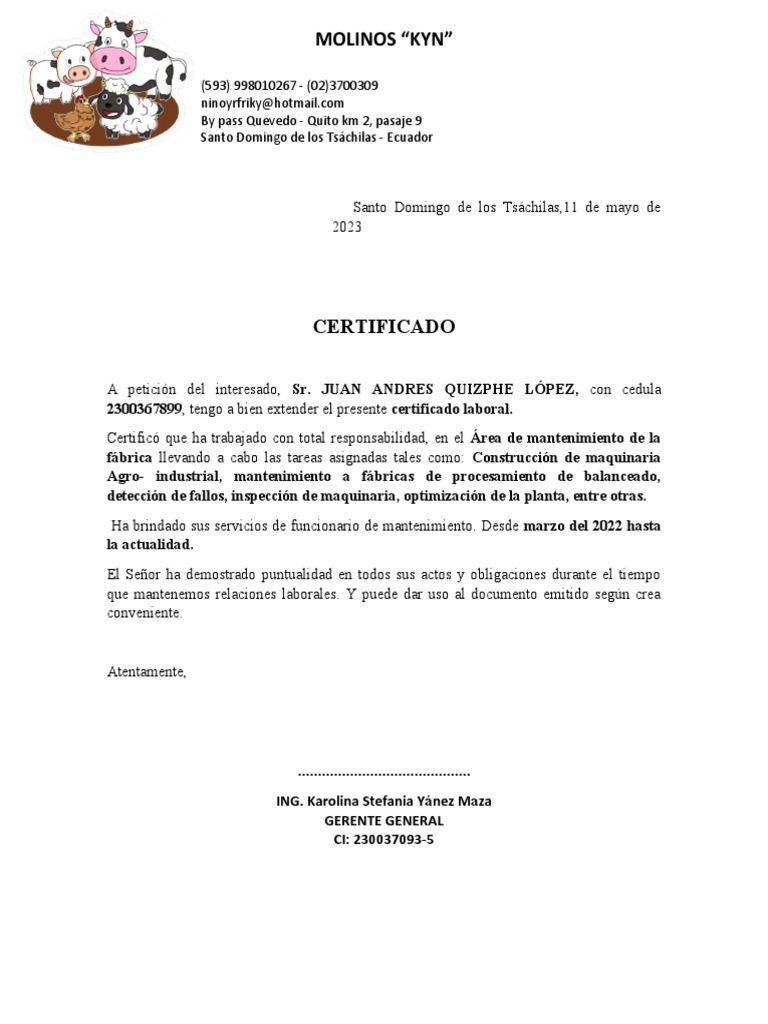 Certificado Laboral 02 | PDF
