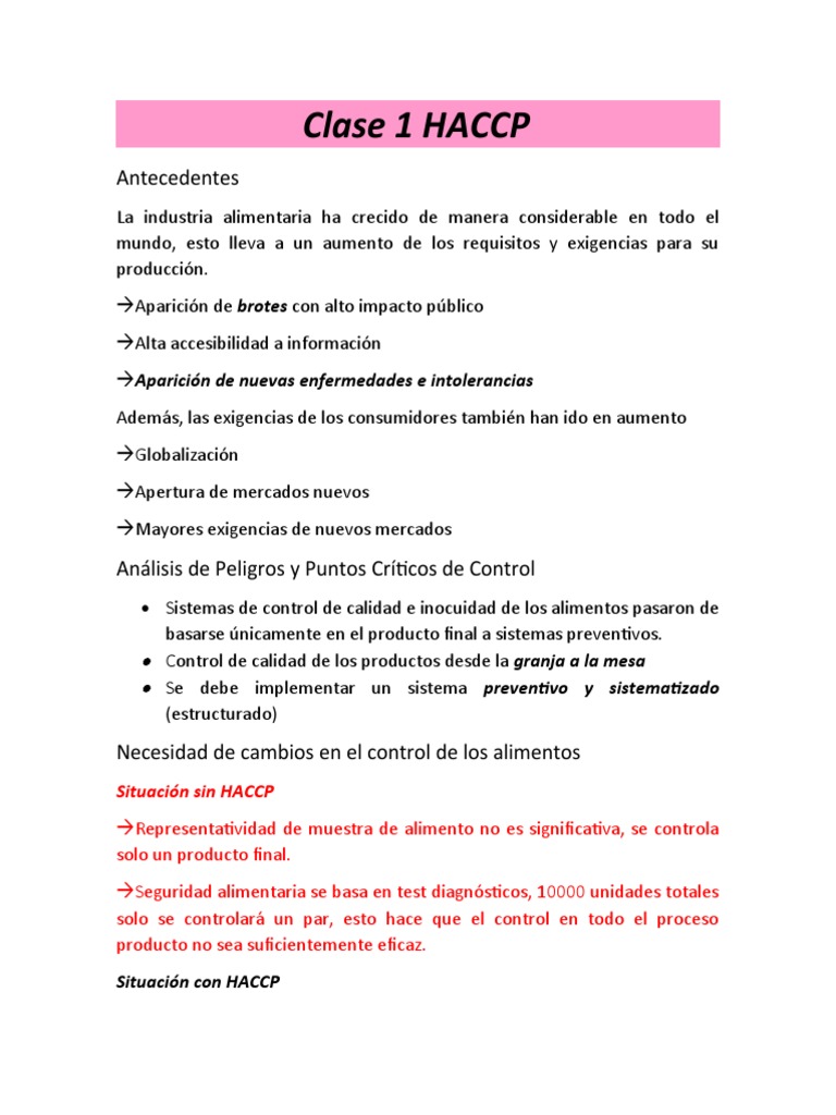 Clase 1 HACCP | PDF | Análisis de Riesgo y Puntos Críticos de Control | Auditoría
