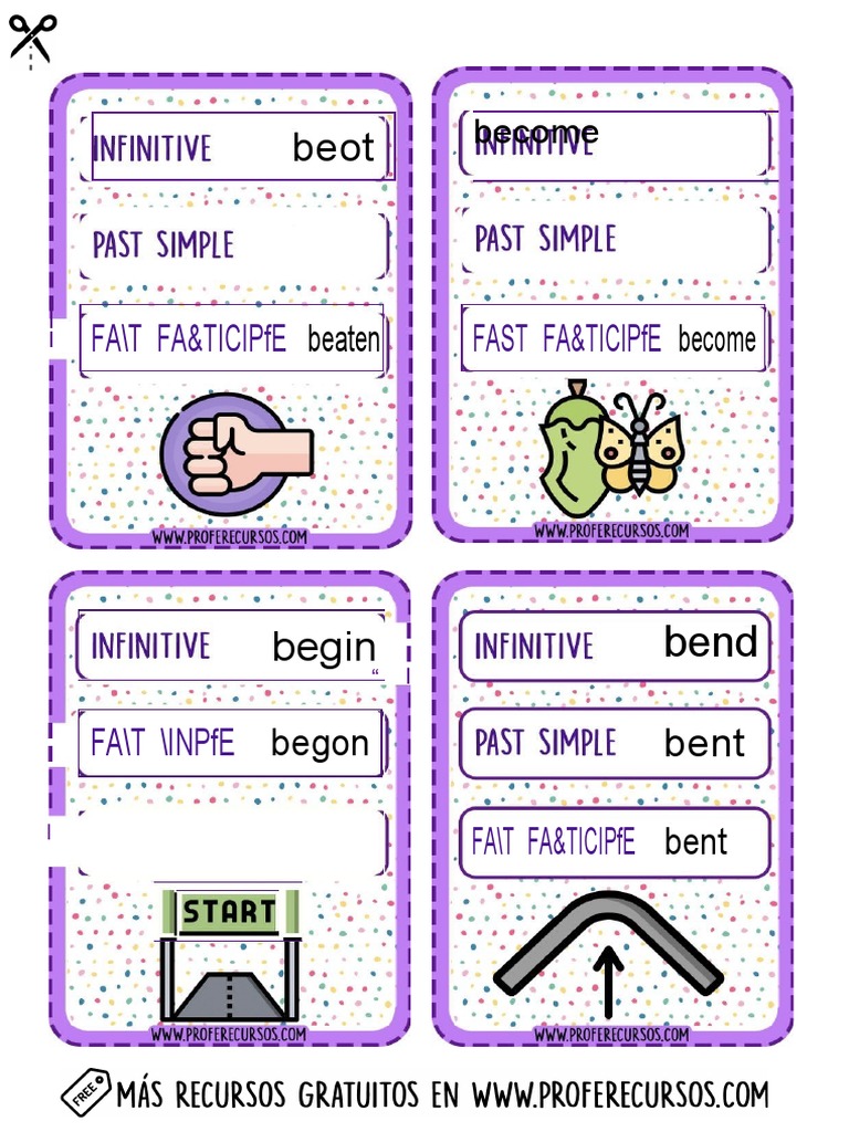 Irregular Verbs Tarjetas | PDF