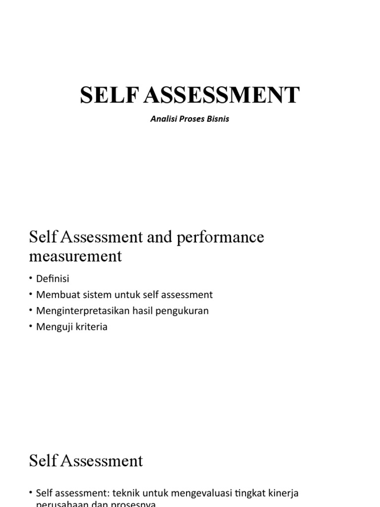 Self Assessment and Performance Measurement | PDF