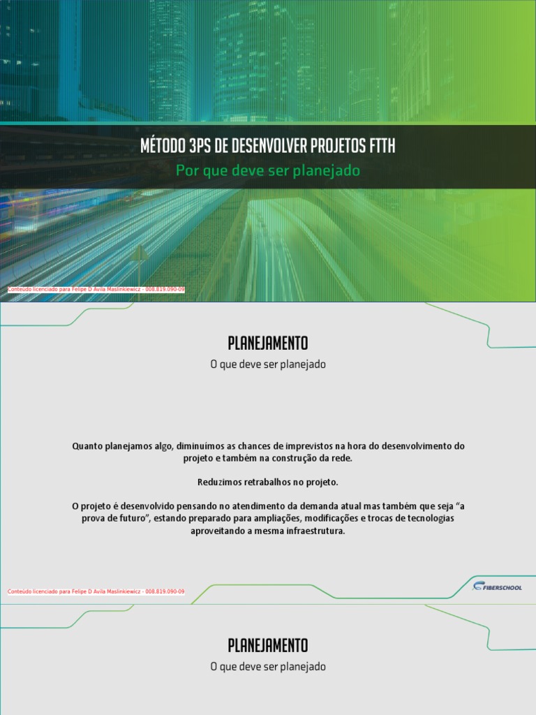 Metodo3PsProjetosFTTH Modulo02 Aula01 Porquedeveserplanejado | PDF