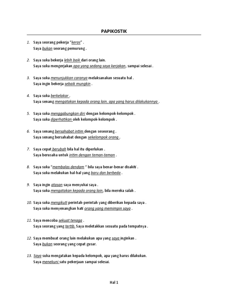 Soal Papikostik MKNT | PDF