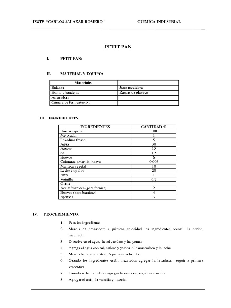 Petit Pan | PDF | Panes | Preparación de comida y bebida
