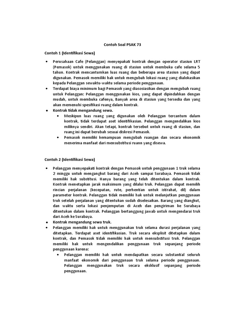 Contoh Soal dan Penerapan PSAK 73 | PDF | Teknologi & Rekayasa