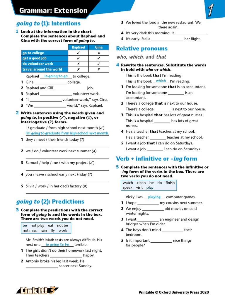 Link It 3 Grammar - Extension | PDF | Grammar | Linguistic Morphology
