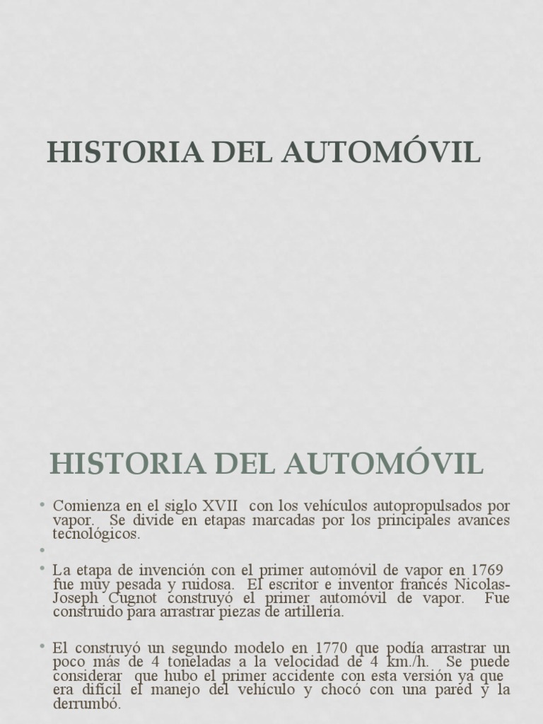 La Evolución Del Automovil | PDF | Coche | Vehículo Híbrido Eléctrico