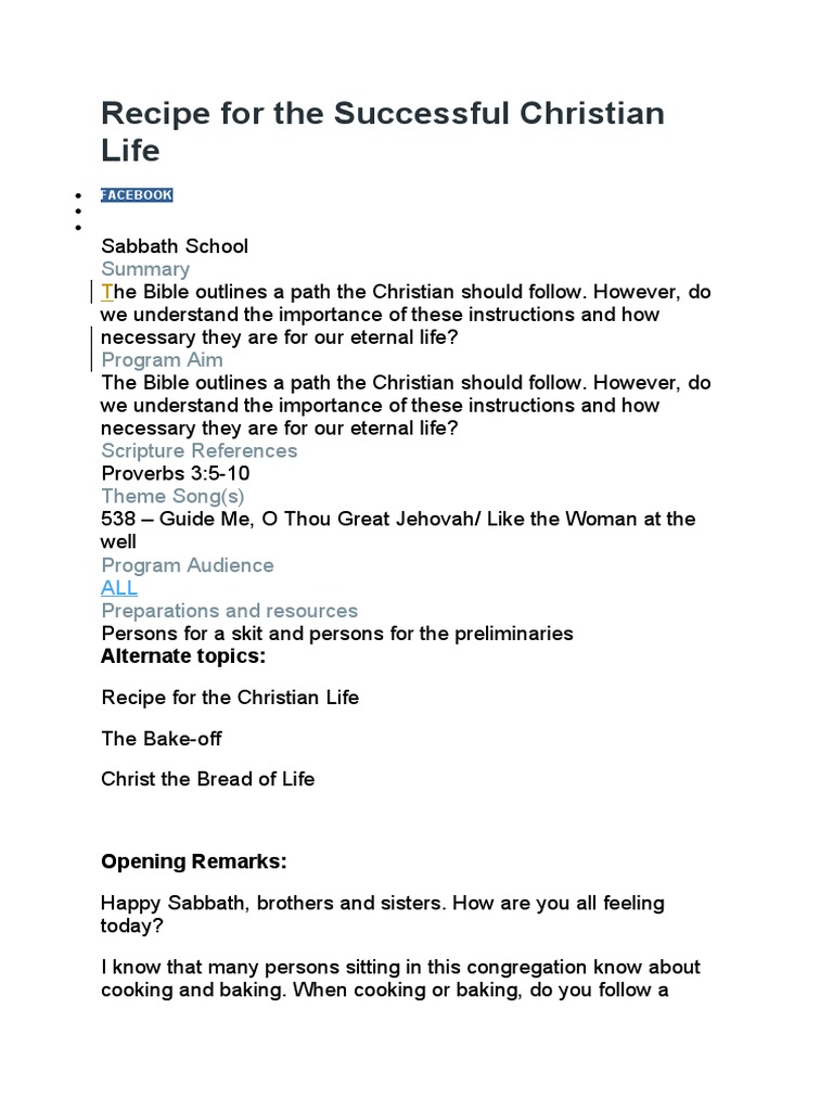 Recipe For The Successful Christian Life | PDF | Breads | Baking