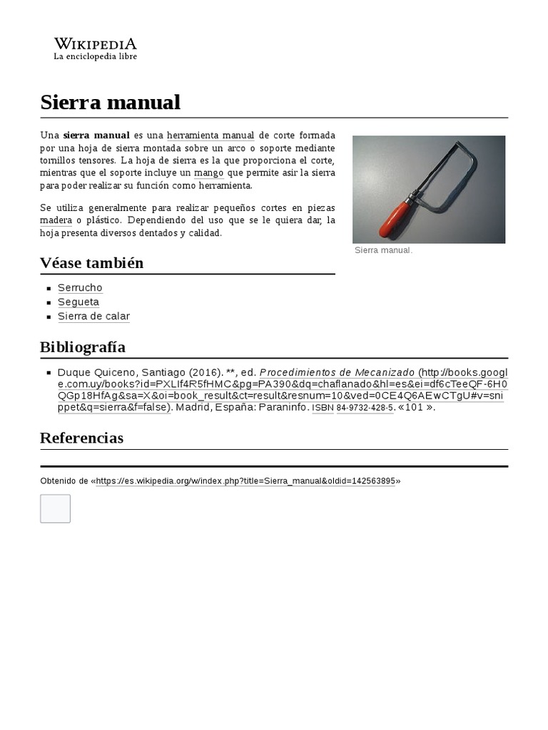 Sierra Manual | PDF | Hogar, jardinería y bricolaje | Informática