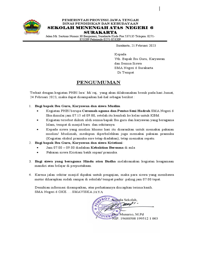 Pengumuman Phbi | PDF