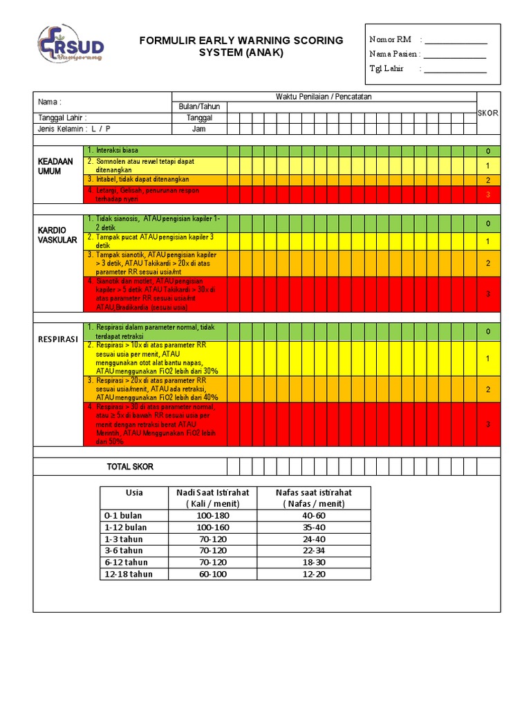 Formulir EWS Anak | PDF