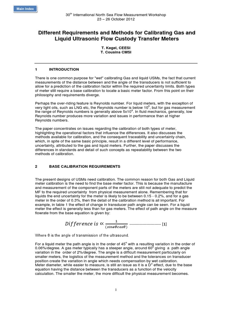 2012 17 Different Requirements and Methods For Calibrating Gas and Liquid Ultrasonic Flow ...