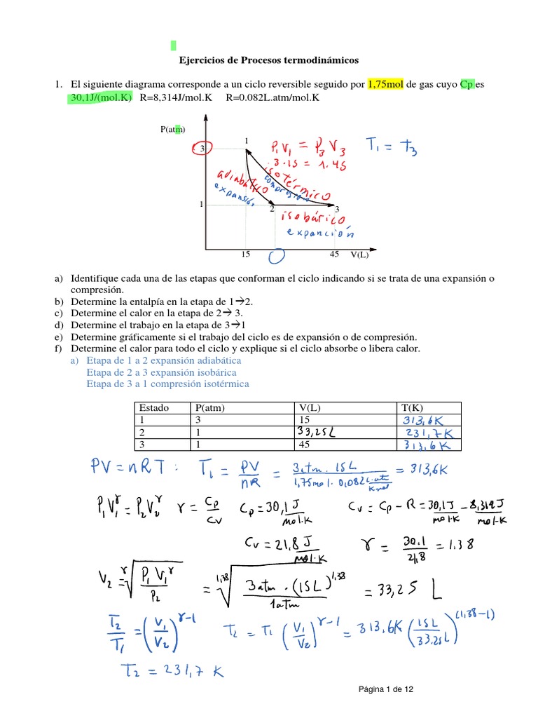 Ejercicios de Termodinámica2022 (m2) | PDF | Metano | Entalpía
