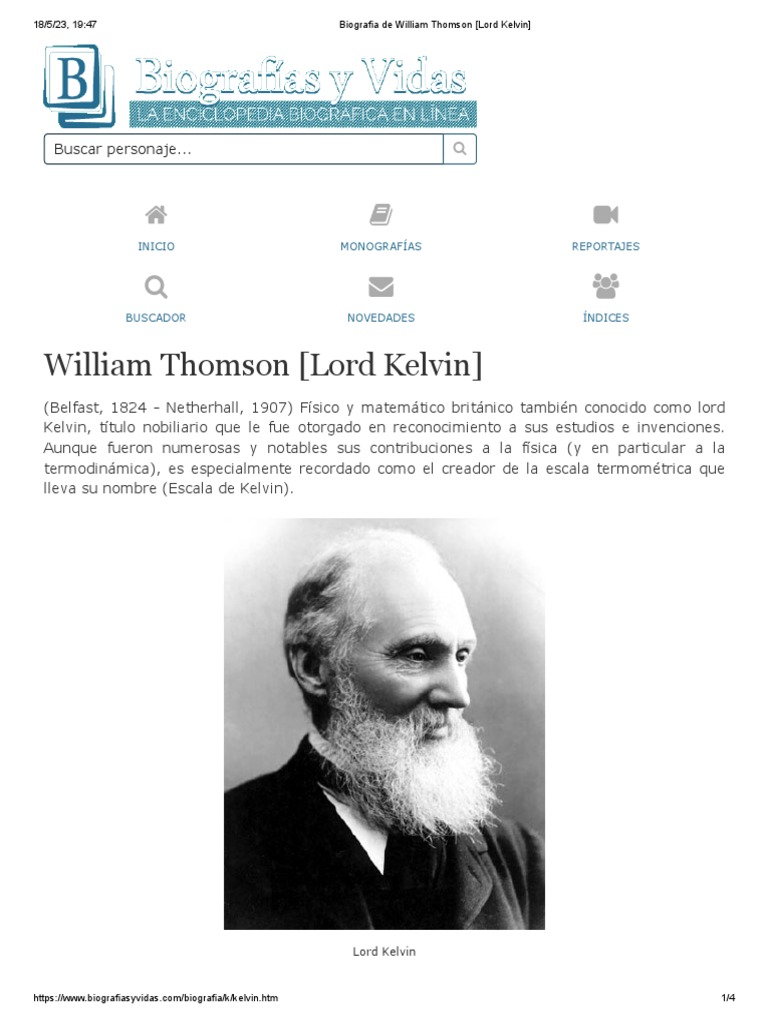 Lord Kelvin: Pionero de la Termodinámica | PDF | Celsius | Termodinámica