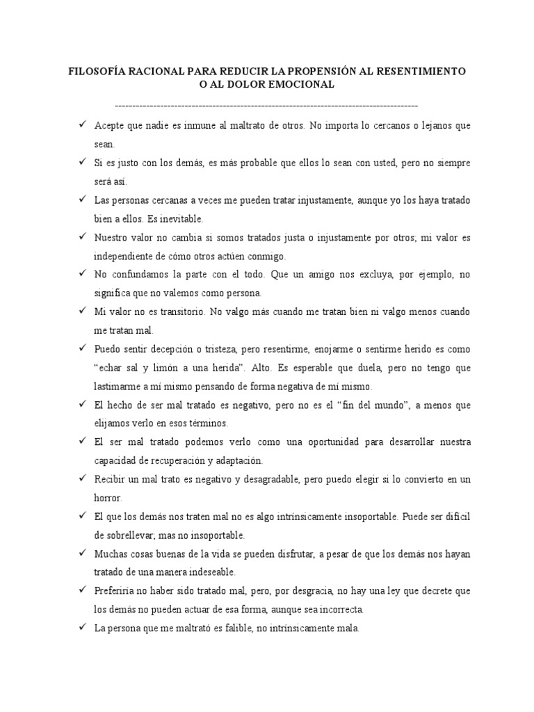 Filosofía Racional para Reducir La Propensión Al Resentimiento o Al ...