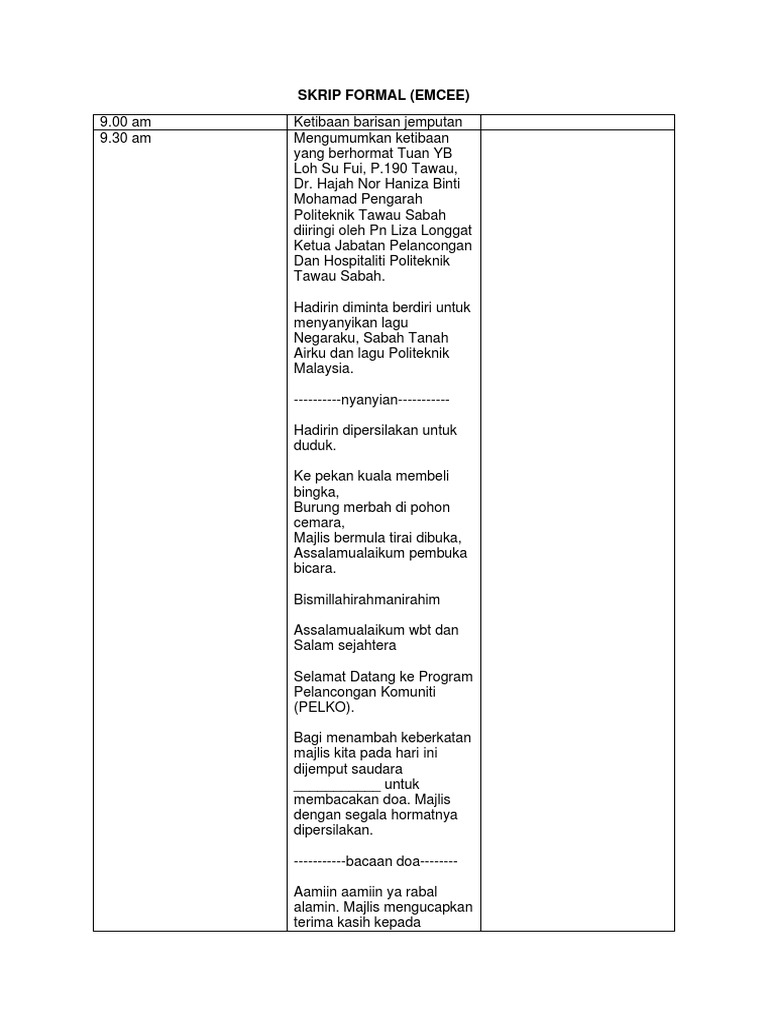 Skrip Formal Emcee-1 | PDF