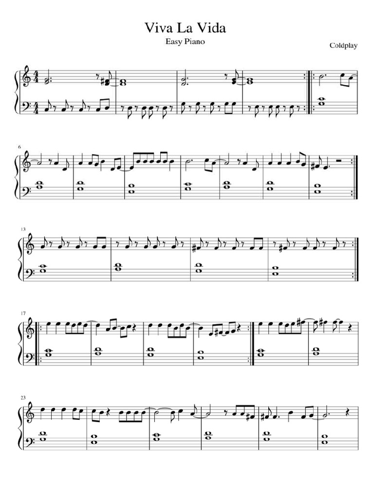 Viva La Vida Easy Piano | PDF