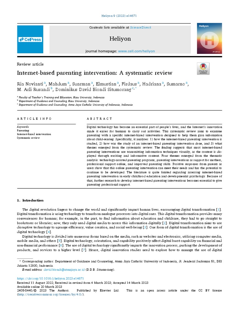 Internet-Based Parenting Intervention A Systematic Review | PDF ...