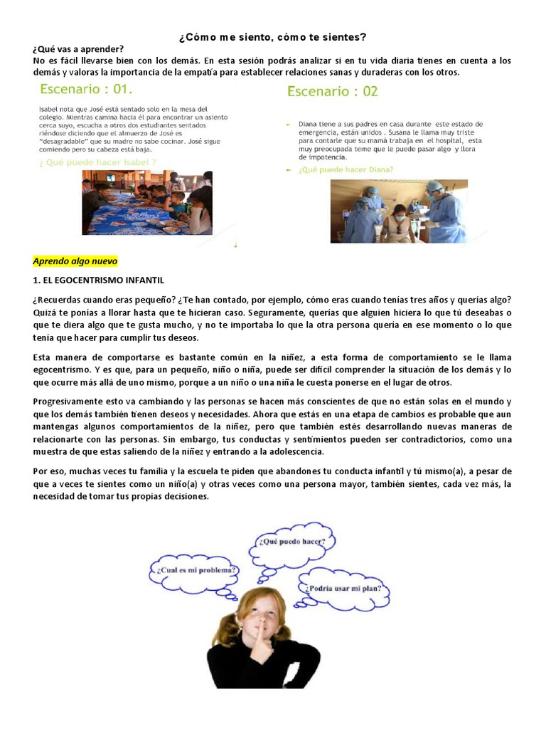 Cómo Me Siento, Como Te Sientes | Descargar gratis PDF | Empatía | Infancia