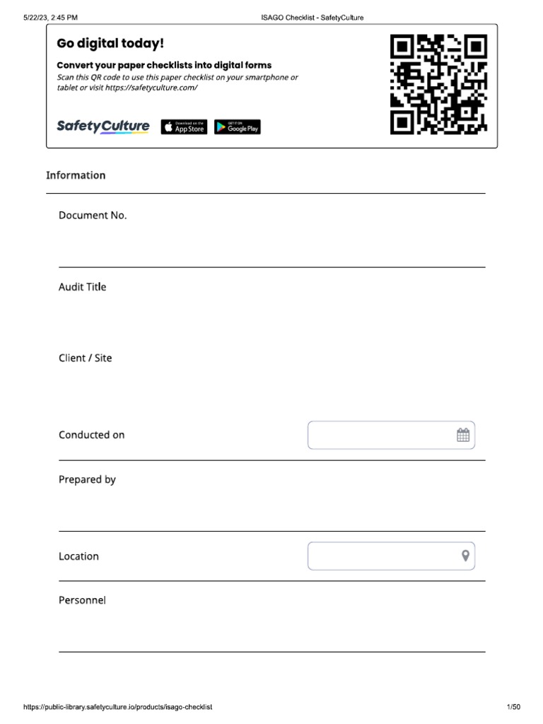 ISAGO Checklist | PDF