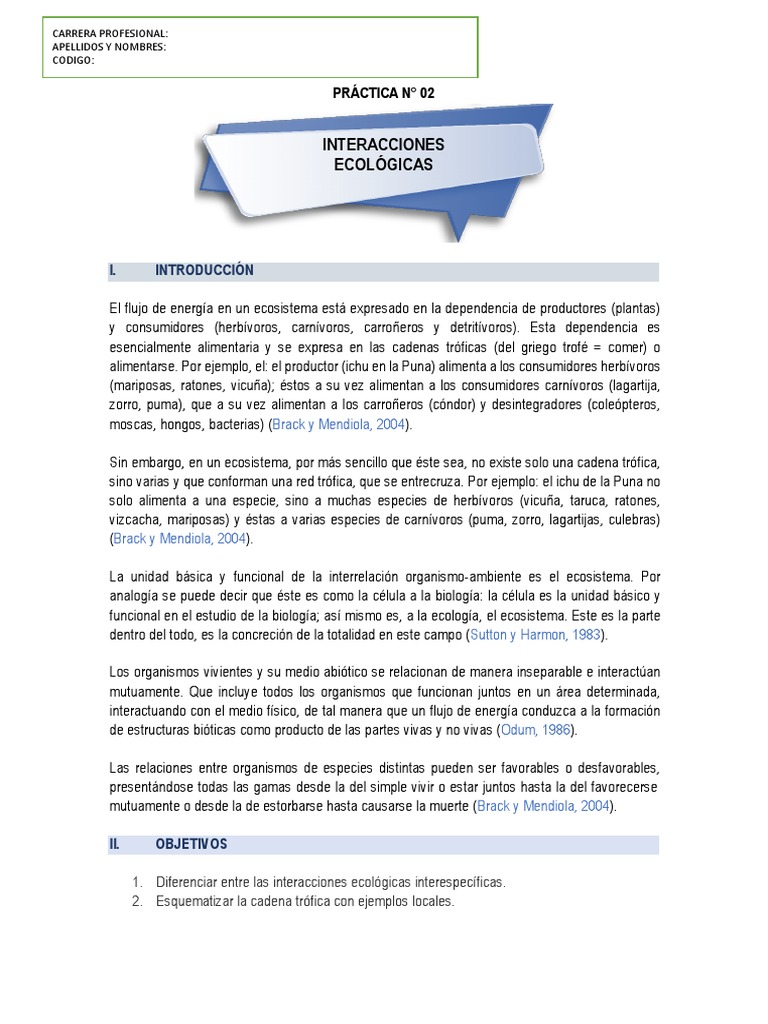 Practica 02 - Ecologia y DS | Descargar gratis PDF | Ecología | Red alimentaria