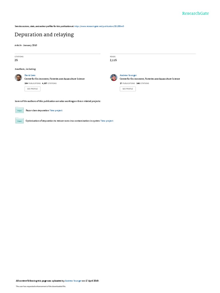 2010 Depuration and Relaying | PDF | Bivalvia | Water