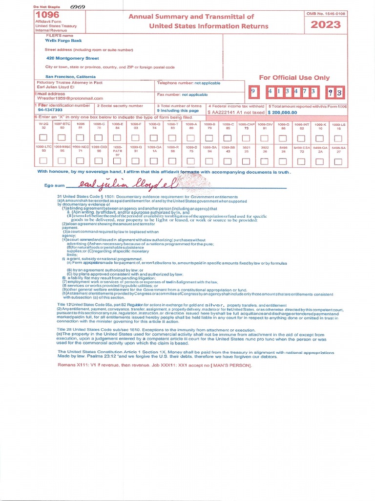 1096, Levy, 1099C, Lien, UCC 1 Notice of Default Judgement, Default ...
