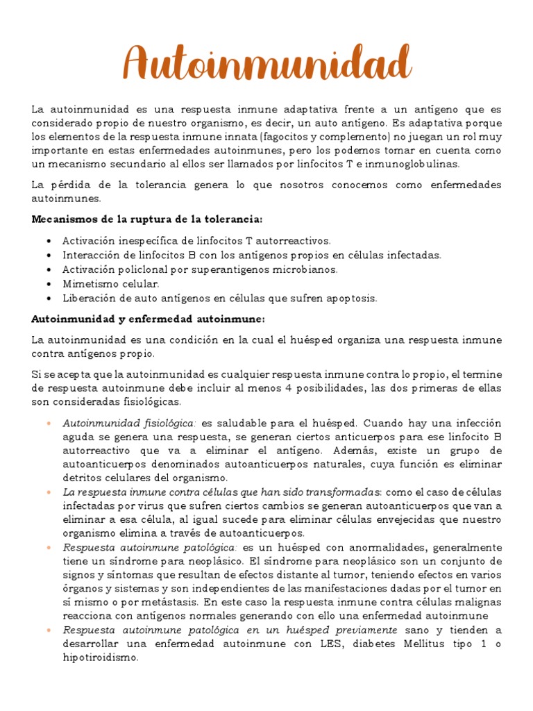 11 - Autoinmunidad y LES | PDF | Autoinmunidad | Enfermedad autoinmune
