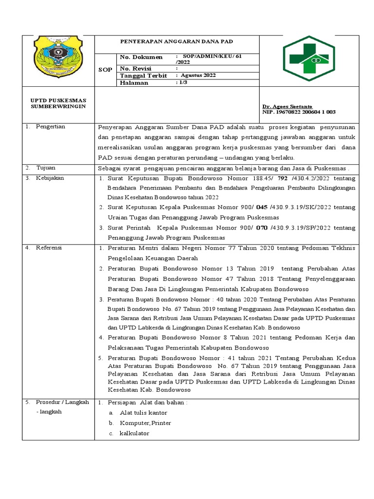 Sop Penyerapan Anggaran | PDF