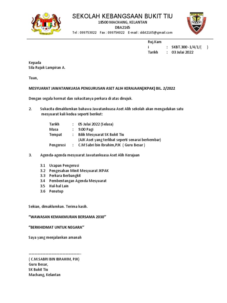 Minit Mes - JK Aset Alih Kali Ke2 | PDF