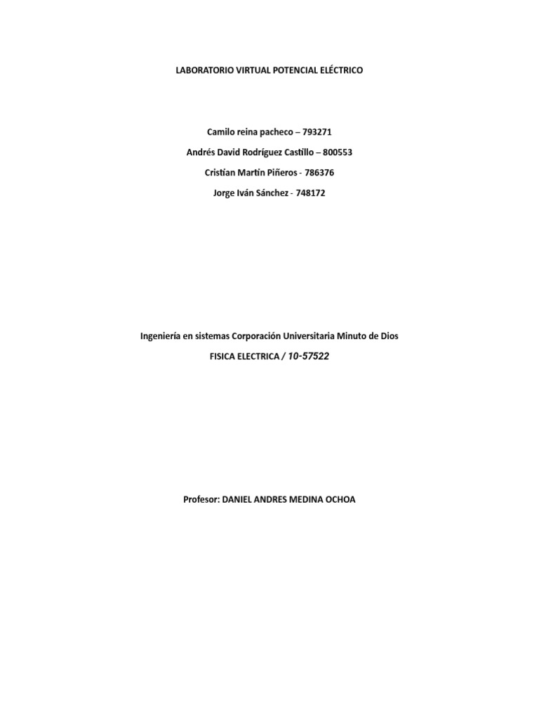 2 Laboratorio Virtual Potencial Eléctrico | PDF | Electricidad ... 2 Laboratorio Virtual Potencial Eléctrico | PDF | Electricidad ...