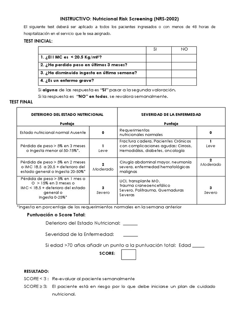 Formato NRS-2002 | PDF | Peligros | Salud pública