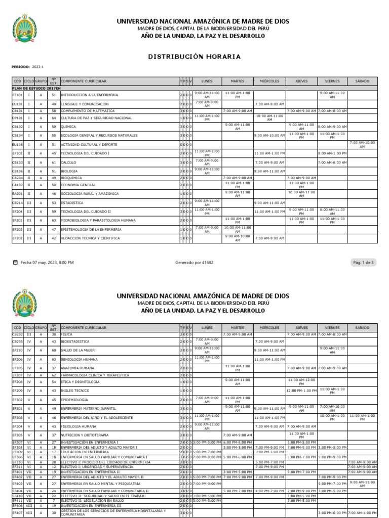 Horario ENFERMERÍA | PDF | Servicios públicos | Programas sociales