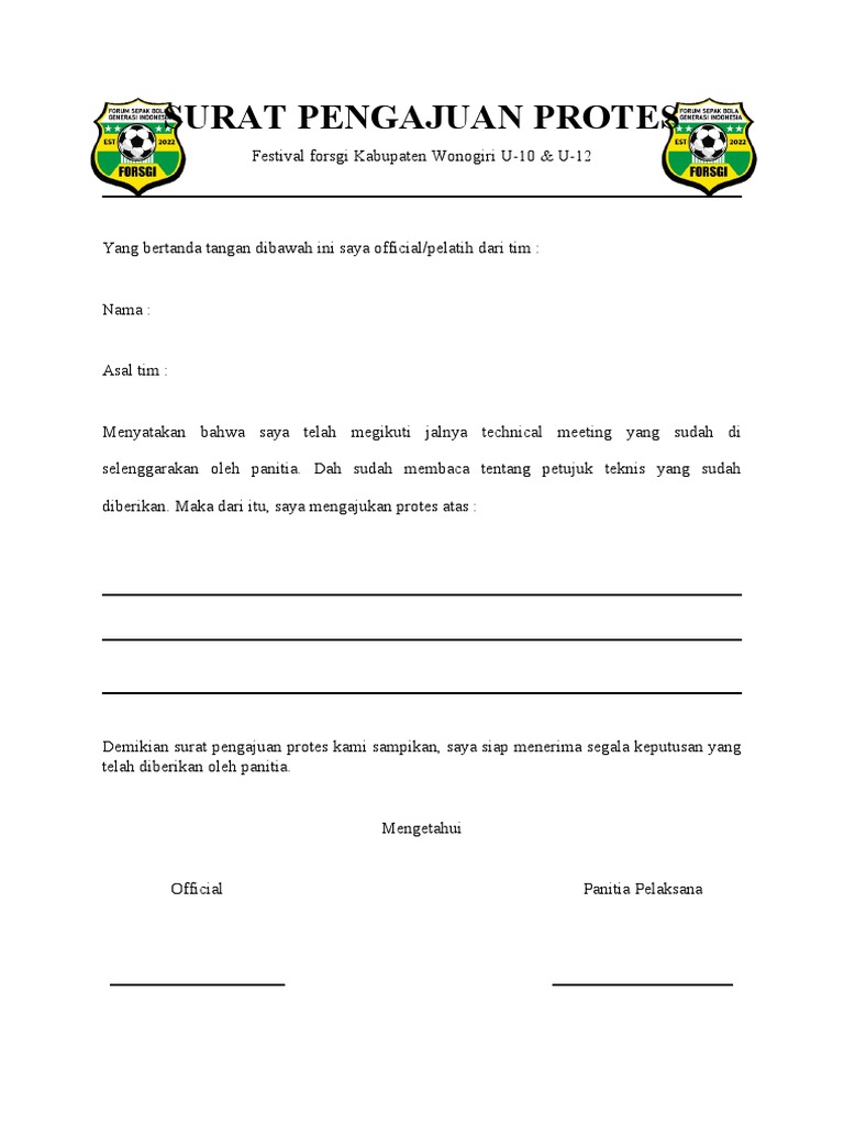 Surat Pengajuan Protes | PDF