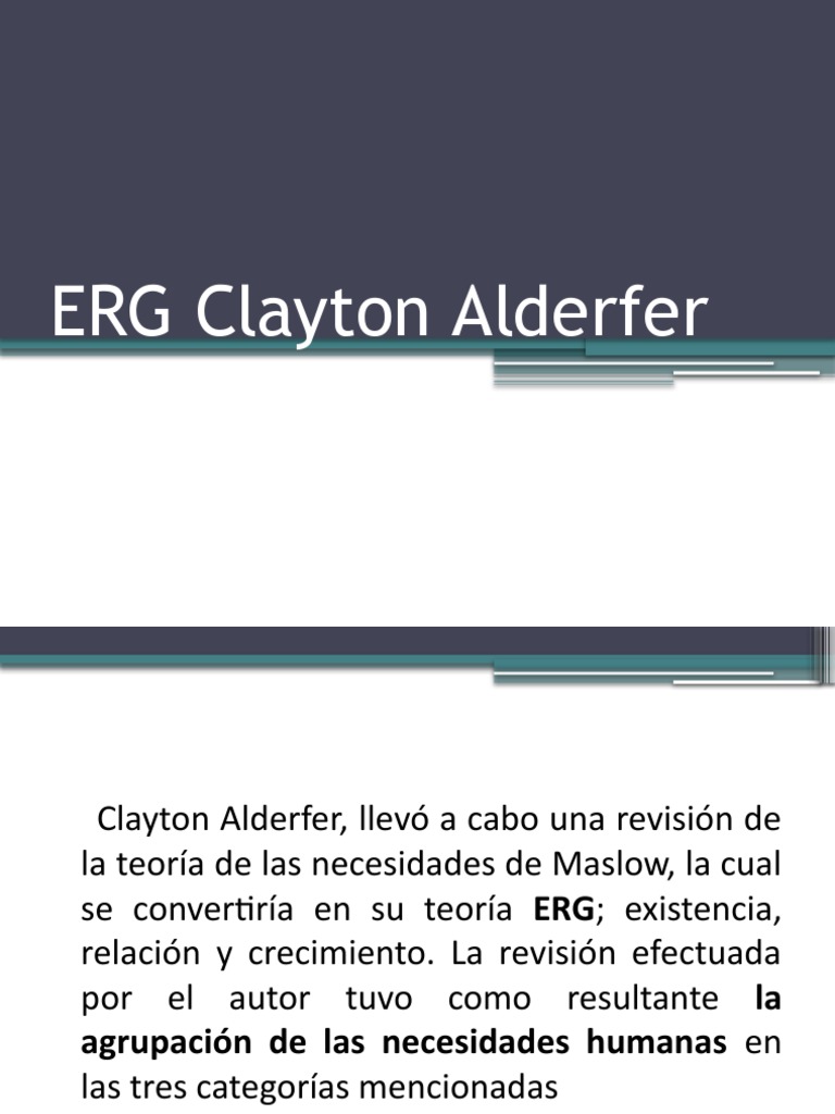 Teoría ERG de Alderfer: Motivación y Necesidades | PDF | Crecimiento ...