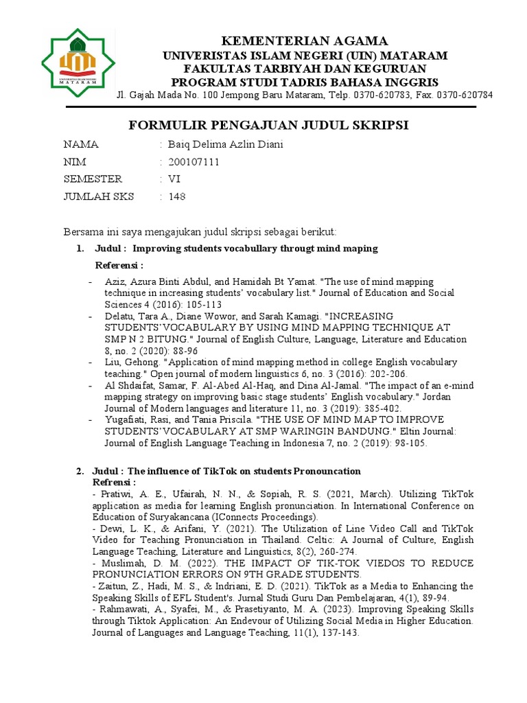 Judul Skripsi Fixxxxx | PDF | English As A Second Or Foreign Language ...