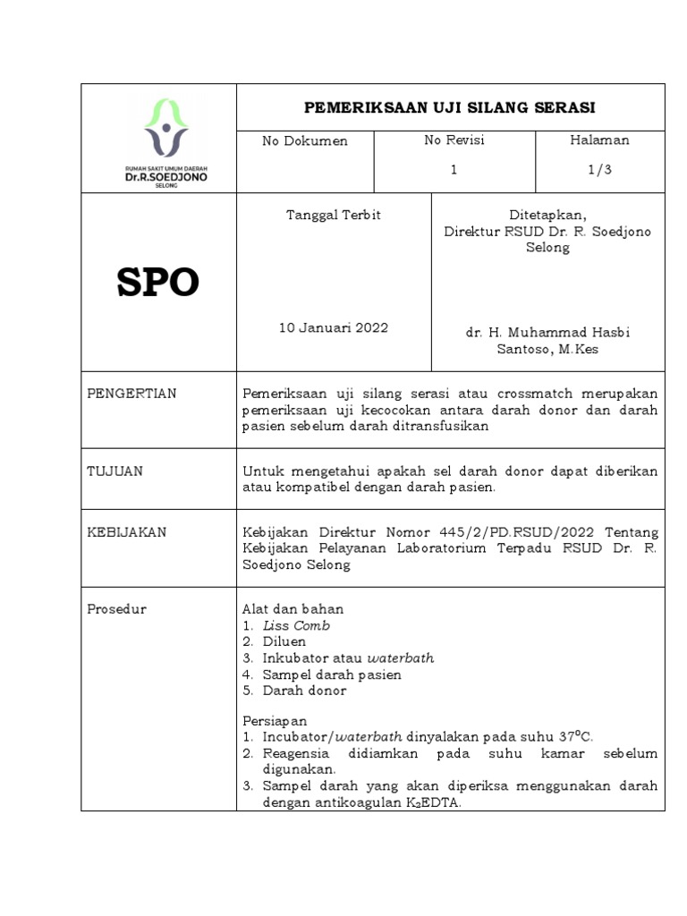Pemeriksaan Uji Silang Serasi | PDF